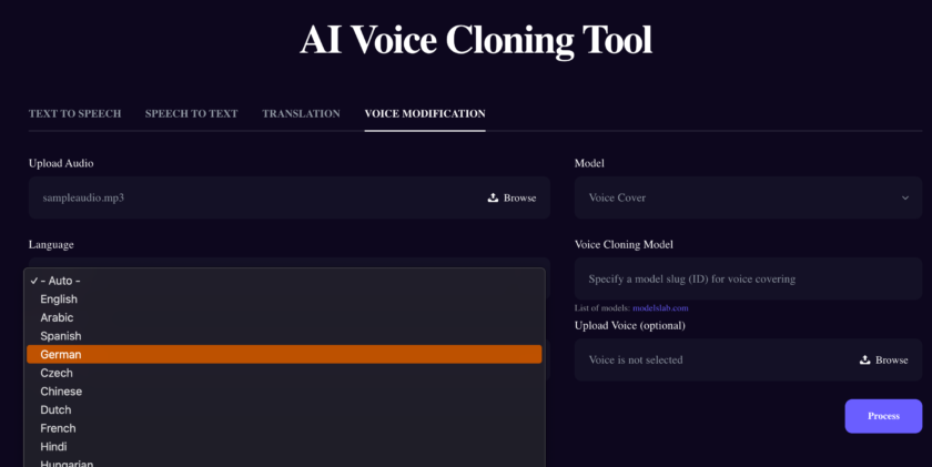 AI Voice Cloning Tool